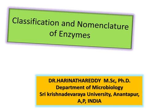 Ppt Enzyme Nomenclature Classification Powerpoint