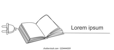 Continuous One Line Drawing Open Book Stock Vector Royalty Free