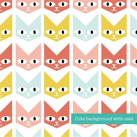 고양이와 귀여운 배경 프리미엄 벡터