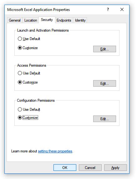 Dcom Settings For An Excel Server Easa Help Pages