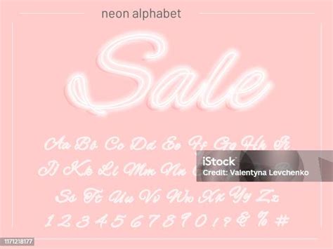 네온 스크립트 알파벳 글꼴입니다 흰색 네온 대문자와 소문자와 숫자 0명에 대한 스톡 벡터 아트 및 기타 이미지 0명 Fashion Show 가루눈 Istock