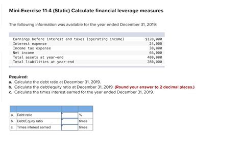 Solved Mini Exercise Static Calculate Financial Chegg