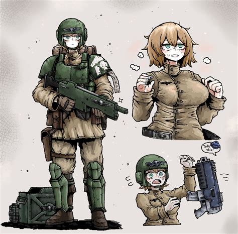 Adeptus Astartes And Astra Militarum Warhammer 40k Drawn By Octosoup