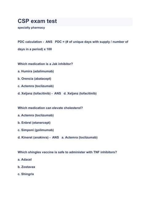 CSP Exam Test Specialty Pharmacy QUESTIONS ANSWERS A GRADED VERIFIED CSP
