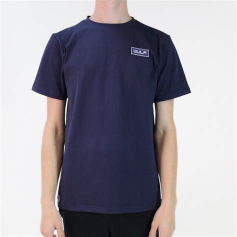 Mens T Shirt Navy Blue With White Logo Wulf