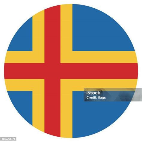 알란드의 깃발 버튼 플래그 아이콘입니다 표준 색상 원 아이콘 플래그입니다 컴퓨터 일러스트레이션 디지털 일러스트레이션 벡터