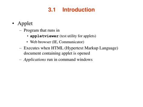 Ppt Chapter 3 Introduction To Java Applets Powerpoint Presentation