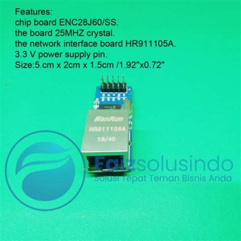 jual stock baru ethernet lan network module for arduino spi pic stm32