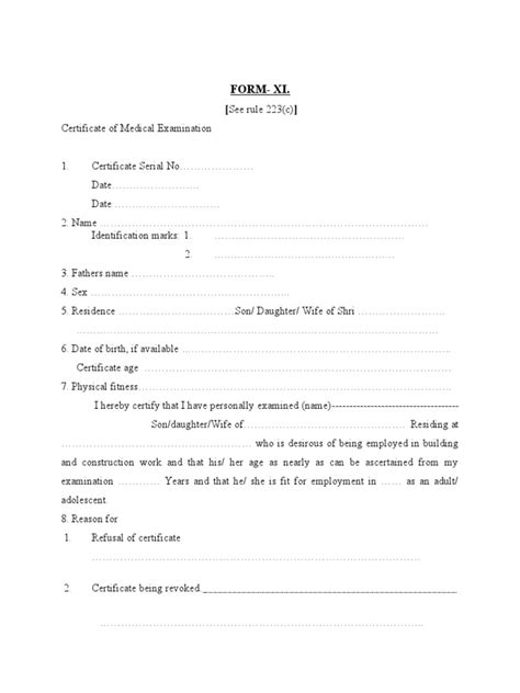 Form11 Medical Examination Pdf