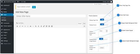 page options in wordpress theme templatetoaster web design software