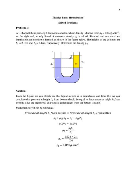 SOLUTION Hydrostatics Solutions Studypool