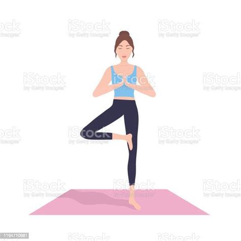 신체 운동을 하는 청녀 흰색 배경에 고립 된 요가 위치를 보여주는 여성 만화 캐릭터의 번들 다채로운 플랫 벡터 일러스트레이션