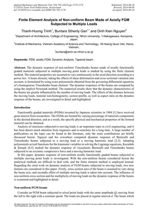 Pdf Finite Element Analysis Of Non Uniform Beam Made Of Axially Fgm