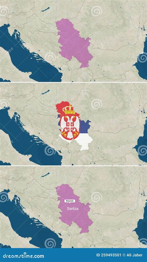 The Map Of Serbia With Text Textless And With Flag Stock Illustration
