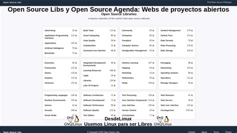open source libs y open source agenda webs de proyectos abiertos