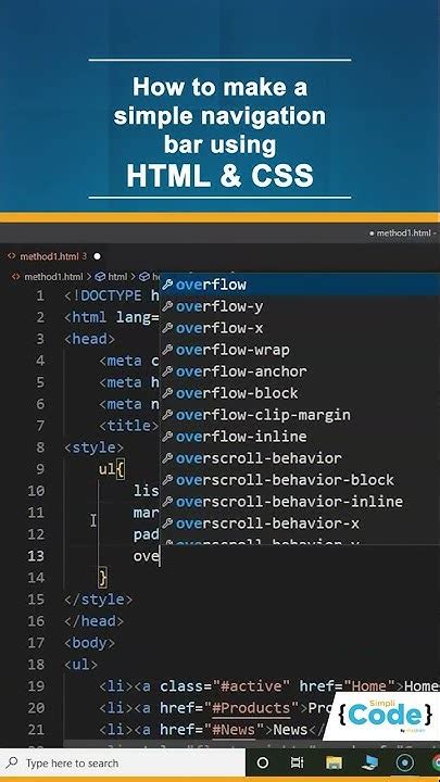 How To Make Navigation Bar In Html And Css How To Make Navigation Bar Shorts Simplicode