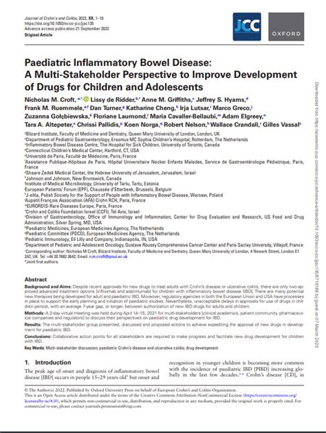 Paediatric Inflammatory Bowel Disease A Multi Stakeholder Perspective To Improve Development Of
