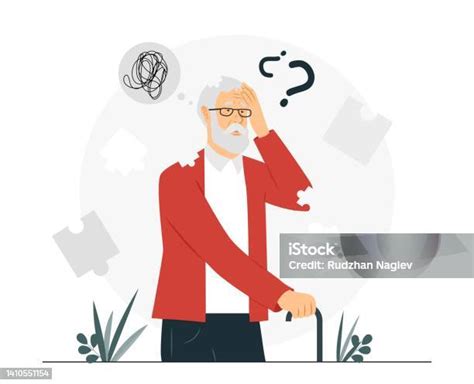 알츠하이머 병 개념 치매에 대한 스톡 벡터 아트 및 기타 이미지 치매 알츠하이머병 노인 남자 Istock