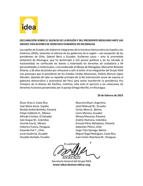 Expresidentes Iberoamericanos Lamentaron Silencio De Amlo Por Represión En Nicaragua Infobae