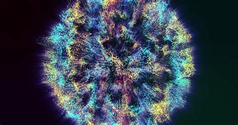 Abstract Animation Motion Design With An Unusual Beautiful Bright Glowing Explosion Of A Star