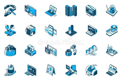Analysis Concept Of 3d Isometric Icons Set Collection With Chart