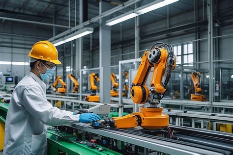 Premium Photo Automation Industry With Engineer Control Robot