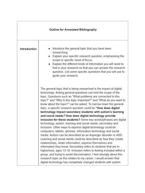Outline For Annotated Bibliography Download Free Pdf Autism Spectrum Communication