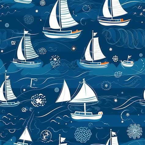 Premium Ai Image A Seamless Pattern With Sailboats And Anchors Giving