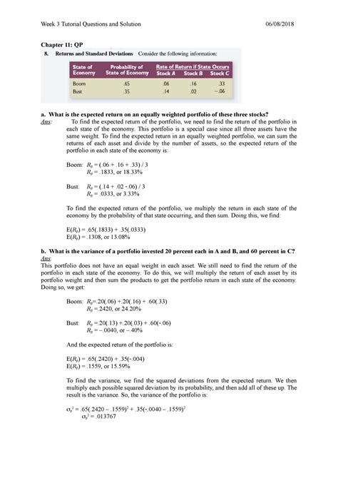 Week 3 Tutorial Questions And Solutions Week 3 Tutorial Questions And