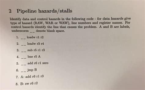 Solved Pipeline Hazards Stalls Identify Data And Control Chegg