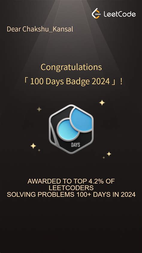 Chakshu Kansal On Linkedin 100days Leetcode Coding Achievement