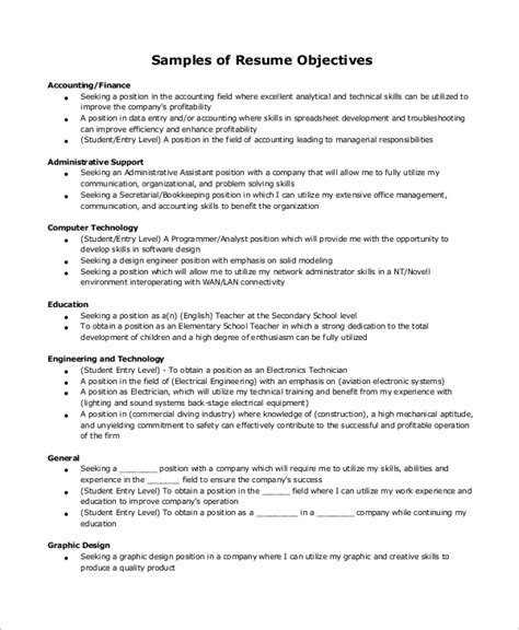Entry Level Resume Objective Examples