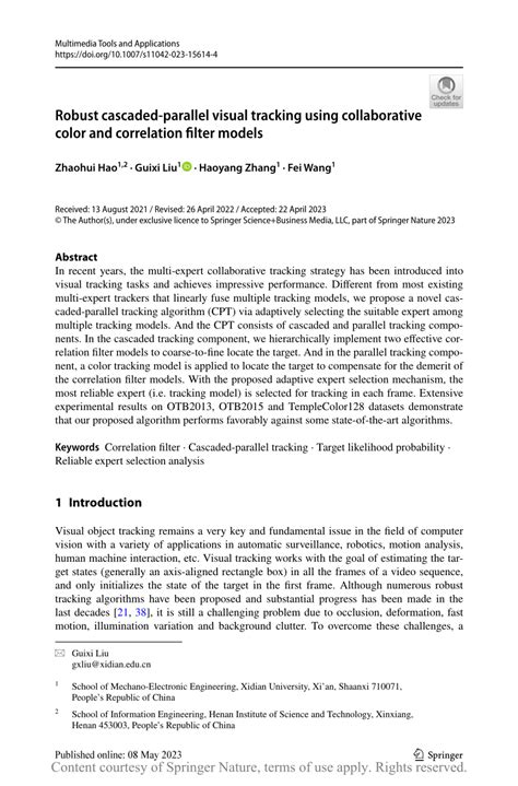 Robust Cascaded Parallel Visual Tracking Using Collaborative Color And Correlation Filter Models