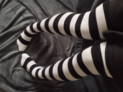 White And Black Striped Thighhighs 3 By Aslavetomistressmia On Deviantart