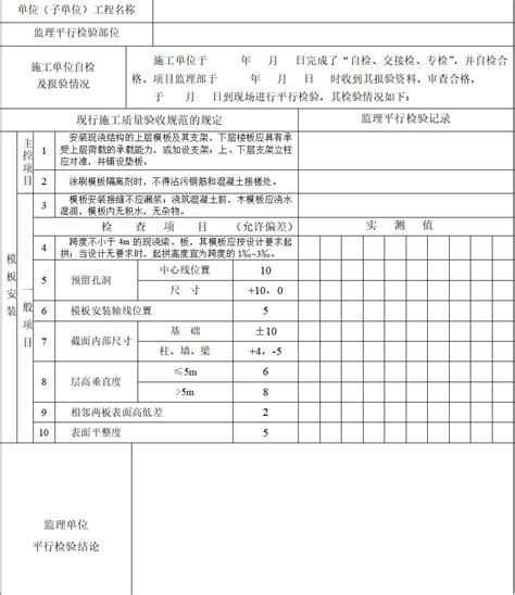 监理平行检查记录表（共9页） 常用图表 筑龙工程监理论坛