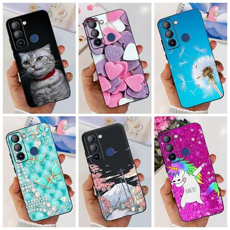 Tecno Pop LTE Case BD BD A Aesthetic Fashion Cute Cat Flowers Shockproof Soft TPU Bumper