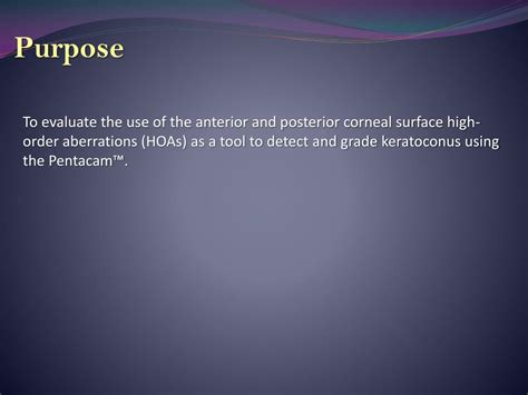 Ppt Corneal High Order Aberrations In Keratoconus Powerpoint