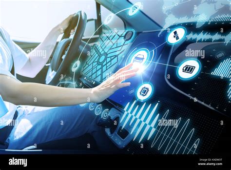 Futuristic Vehicle And Graphical User Interfacegui Intelligent Car Connected Car Internet