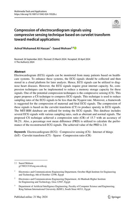 Pdf Compression Of Electrocardiogram Signals Using Compressive Sensing Technique Based On