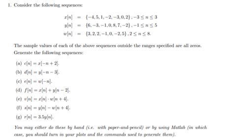Solved Consider The Following Sequences Chegg