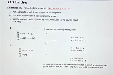 Solved 515 Exercises Linearization For Each Of The