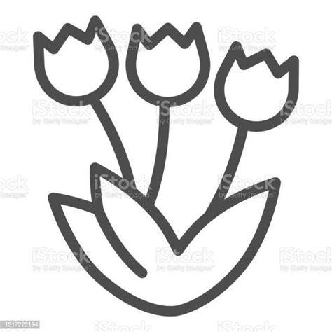 튤립 꽃다발 라인 아이콘입니다 세 아름다운 꽃 튤립 꽃 흰색 배경에 스타일 그림을 윤곽 모바일 컨셉과 웹 디자인에 봄 부활절 꽃이 피다 벡터 그래픽 벡터에 대한 스톡 벡터