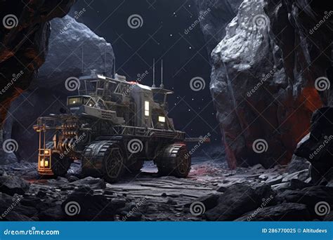 Robotic Mining Equipment On An Asteroid Surface Stock Image Image Of Technology Futuristic
