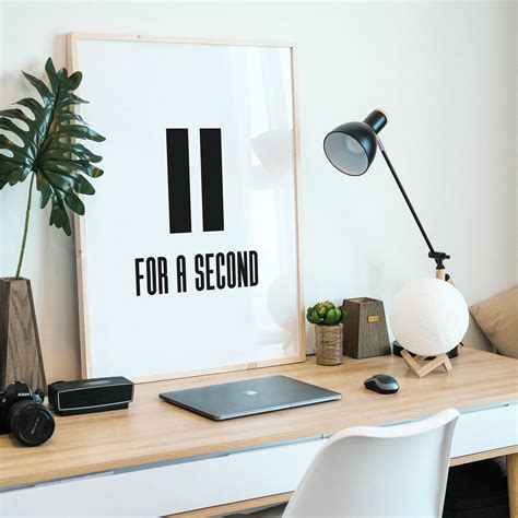 Pause For A Second Print Pause Sign Poster Pause Button Wall Etsy