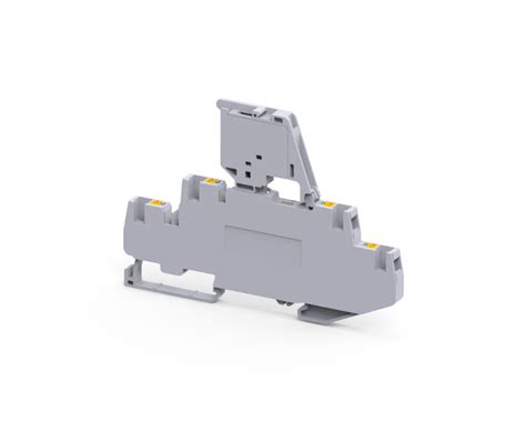2 5mm² Grey Double Level Fused Din Rail Terminal Block With Push In 4 Connections