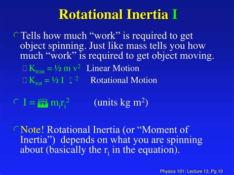 PPT Physics Lecture Rotational Kinetic Energy And Inertia PowerPoint Presentation ID