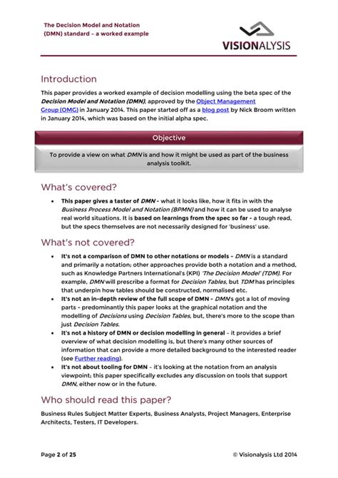 Decision Model And Notation Dmn Standard Explained A Worked Example