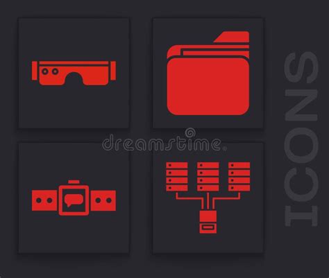 Set Server Data Web Hosting Smart Glasses Document Folder And