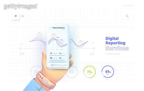 Growth Indicators The Hand Holds The Phone Mobile Application For Data Analysis And Accounting
