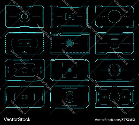 Hud Target Frames Aim Control Ski Fi Ui Interface Vector Image